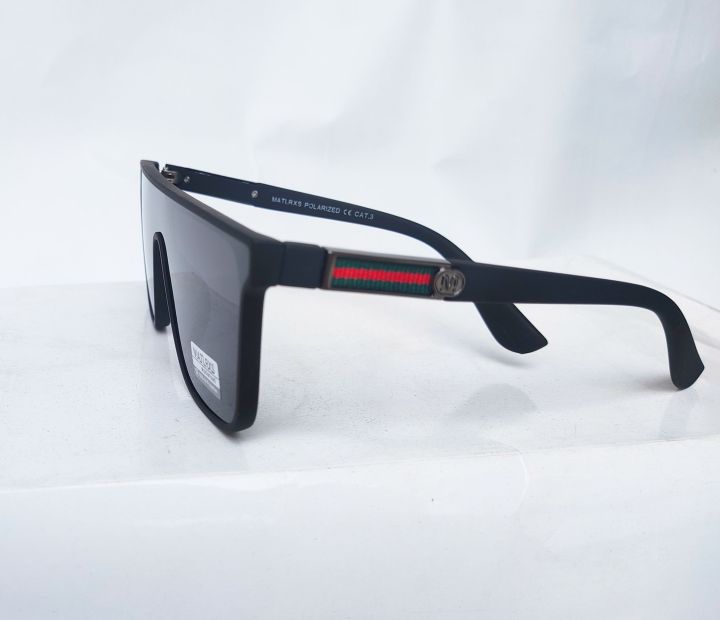 Big Bag - Matrix Rectangle Shape Black Polorized Sunglasses For Men ...