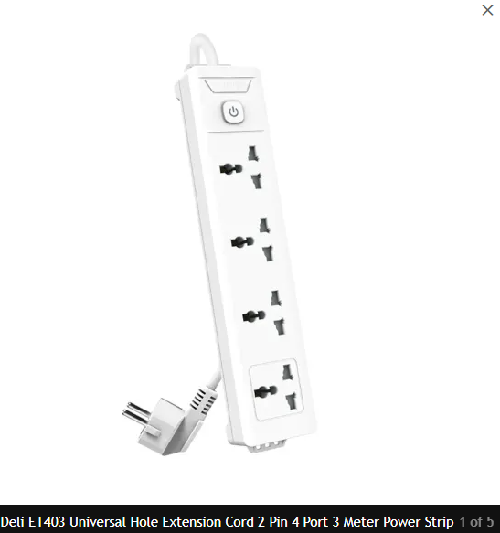 ET403 Universal Hole Extension Cord 2 Pin 4 Port 3 Meter Power Strip ...