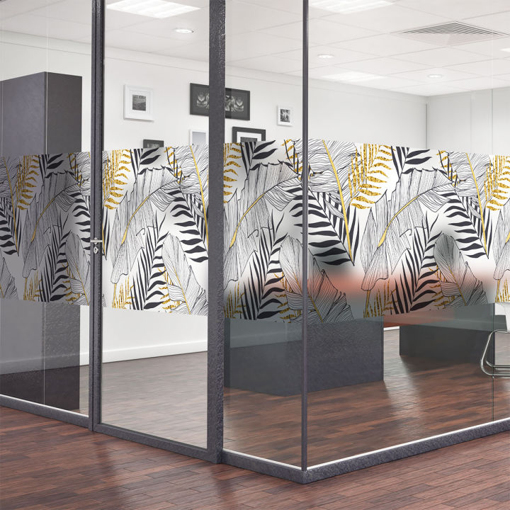 Blackout and Privacy Sticker for Window Classy Palm Leaves 1 meter x ...