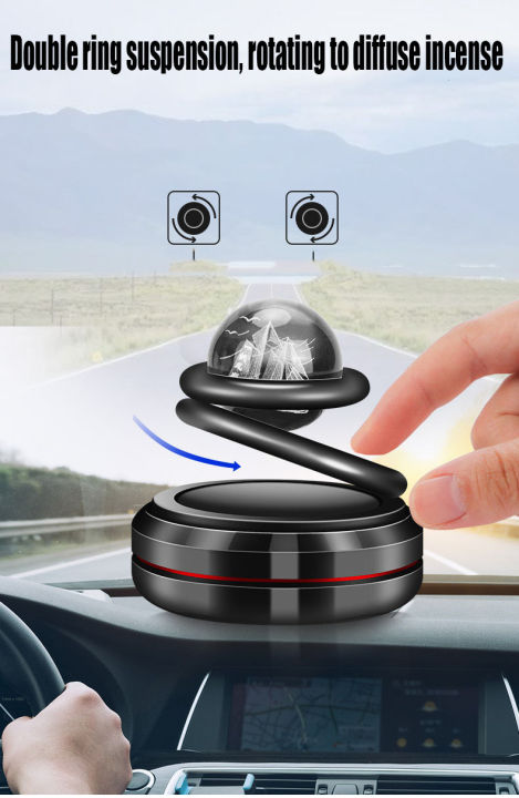 Solar Crystal Double Ring Alloy Metal Body Car Solar Power Rotating ...