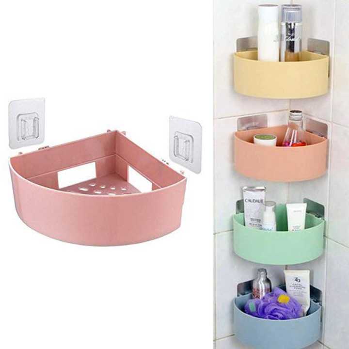 Wall Mounted Waterproof Sucker Corner Triangle Shelf Bathroom Kitchen ...