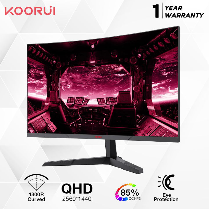Koorui 27 Inch Curved VA 180Hz 1ms 100% sRGB 2k 1440p Gaming Monitor ...