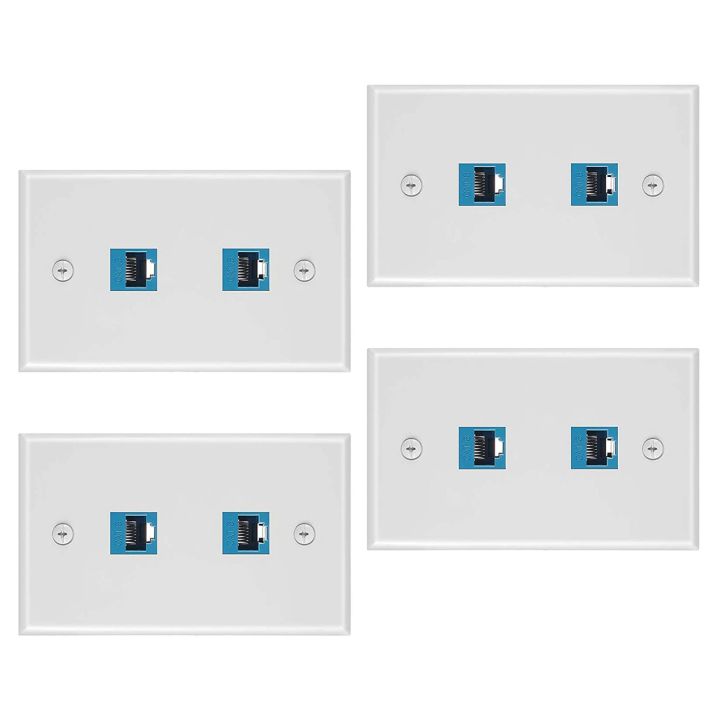 OUMERY 8 Pieces 2 Port Ethernet Wall Plate, RJ45 Cat6 Female to Female ...