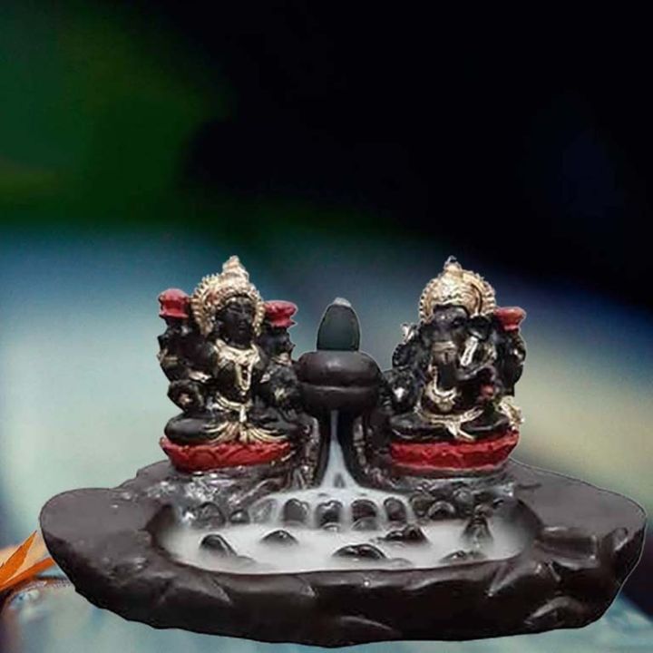 Lord Ganesha and Laxmi Smoke Fountain Incense Burner with 10 Backflow ...