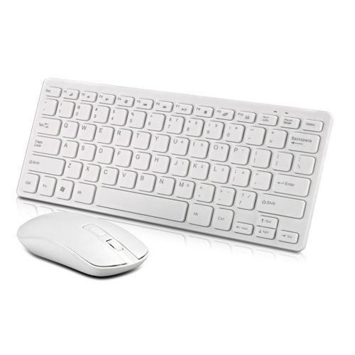 GKM901 2.4Ghz Wireless Mini Keyboard And Mouse Combo USB Support White ...