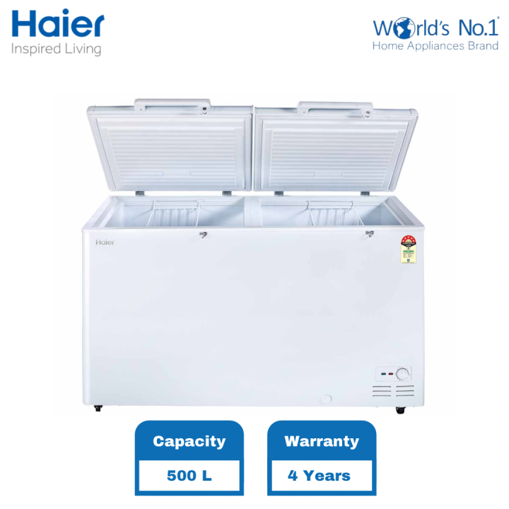 Haier 5-Star 500 Liters Hard Top Convertible Double Door Chest Freezer ...