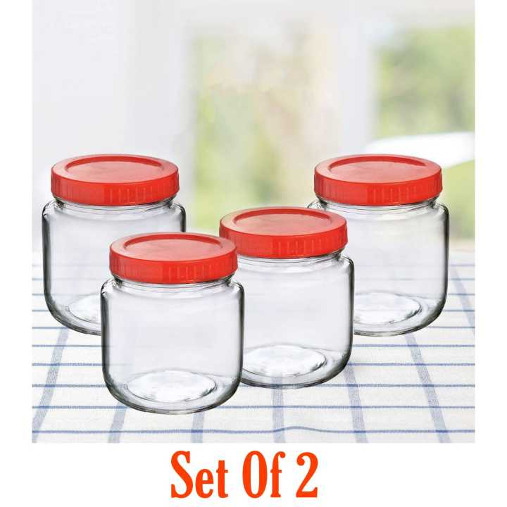 Round Transparent Container Kitchen Storage Glass Jar With Plastic Lid ...