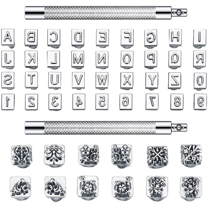 FORIDE 50 Pieces Letters and Numbers Stamp Set 6Mm Alphabet Leather ...
