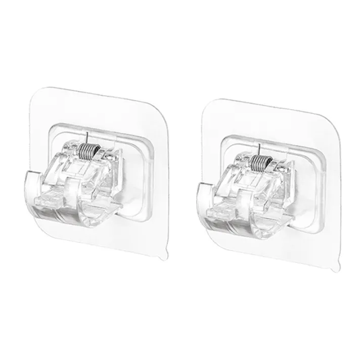 No Drill Curtain Rod Brackets Set 2-Piece Adjustable Adhesive Curtain ...