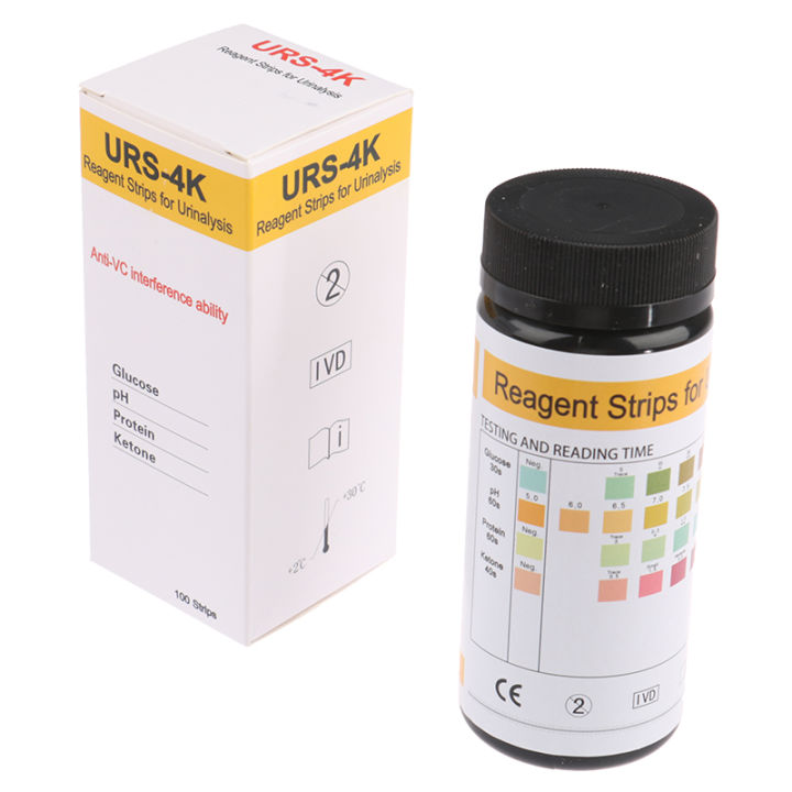 100 Strips URS-4K Glucose pH Protein Ketone Urine Test Paper Strips ...