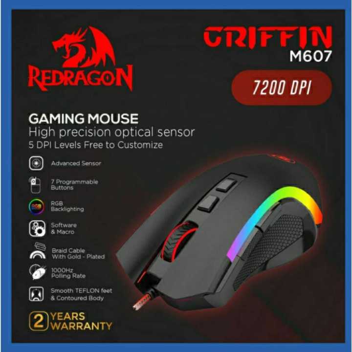 Redragon M607 Griffin 7200 DPI RGB Gaming Mouse | Daraz.com.np