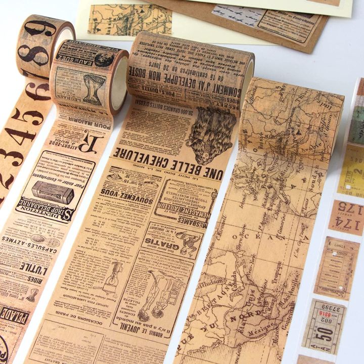 5 Rolls of Different Widths Vintage Washi Tape Set 157ft Long - Antique ...