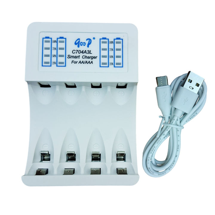 Goop C704A3L Smart Charger – Fully Automatic Shutdown, 4-Slot AA/AAA Ni ...