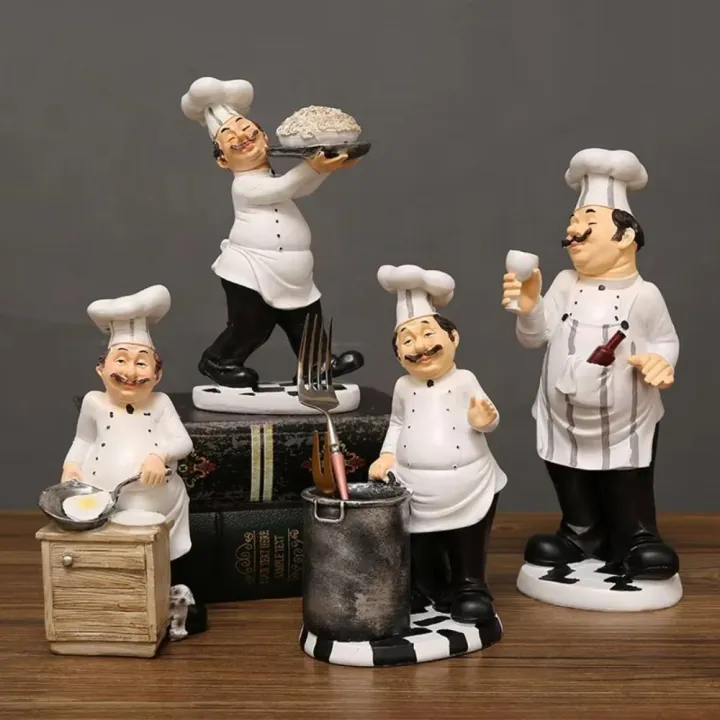 Kawaii Handicraft Rustic Bakery Chef Resin Statue Model Simulated ...