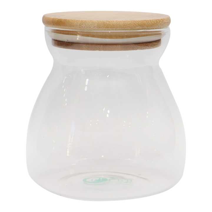 DELPH Premium Glass Container Jar 700ml Round Bottom Wooden Lid For ...