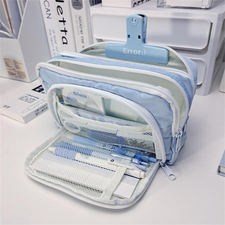 Aesthetic Pencil Bag Durable Large Capacity Pink School Cases ...