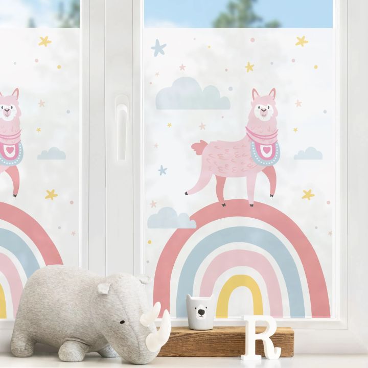Artsy Home Blackout and Privacy Sticker for Window Lama On Rainbow 1 ...