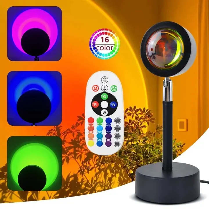 16 Color RGB Sunset Projection LED Lamp With Remote Control | Daraz.com.np