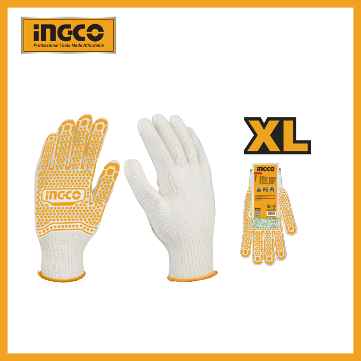 INGCO XL Knitted&PVC Dots Gloves For Transporting And Cargo Handling ...