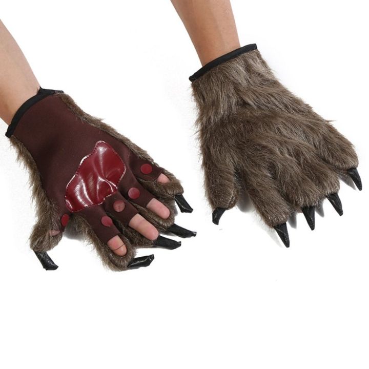 Raptor Claw Wool Material Halloween Werewolf Gloves Wolf Claw Cloth ...