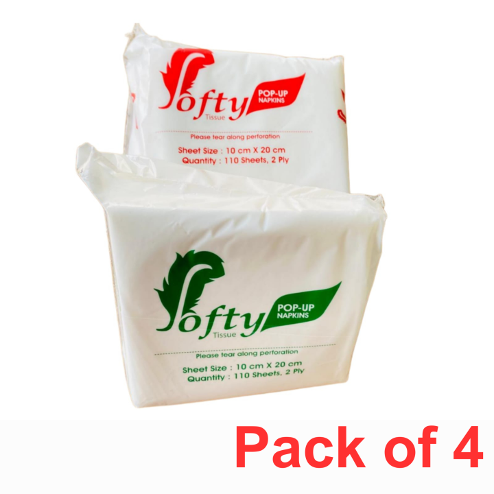 Softy Tissue 2 Ply Super Soft Pop-Up Napkin 110 Sheets - Pack Of 4 ...
