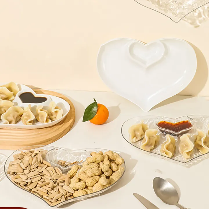 1PC Dumpling Plate Divided Serving Platter Sushi Plates With Sauce ...