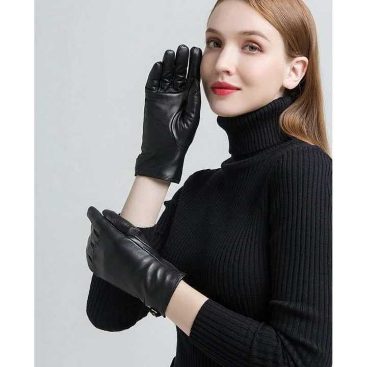 Pu Leather Winter Outdoor Faux Leather Waterproof Full Finger Touch ...