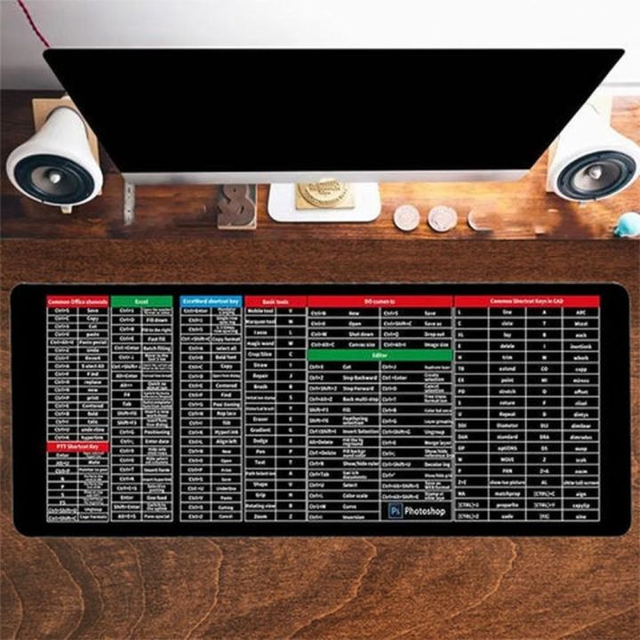 Office Software Super Large Quick Key Mousepad Anti-Slip Rubber English ...