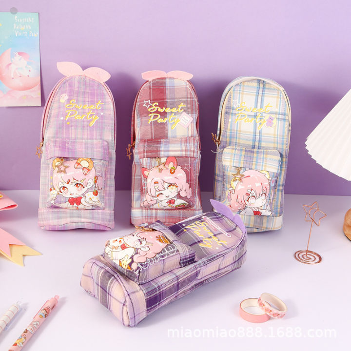Mock Sweet Peach Diary Big Triangle Pen Bag Cartoon Cute Anime Pencil ...