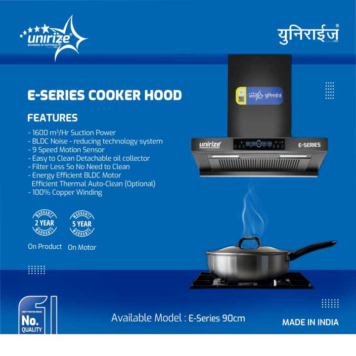Unirize E-Series-Bldc Turbo Touch/Motion Sensor Cooker Hood Chimney ...