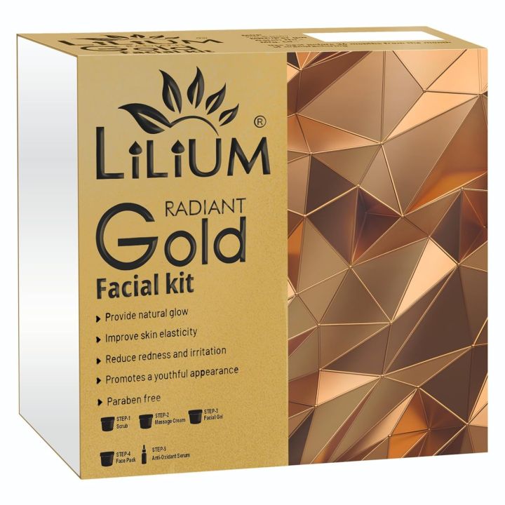 Lilium Premium Gold Facial Kit 410 gm Gold Kit - 5-Step Professional ...
