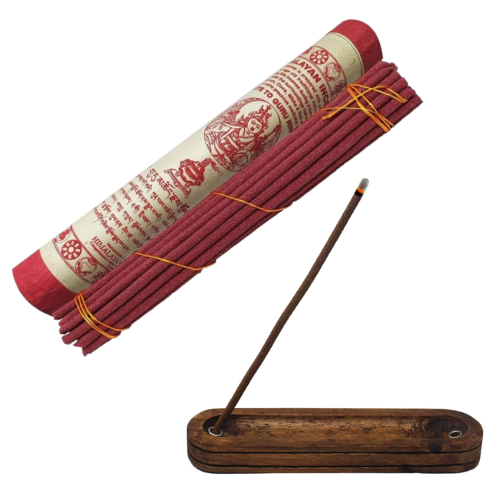 Tibetan Incense Sticks with Burner Holder, 30 Sticks - Hand rolled ...
