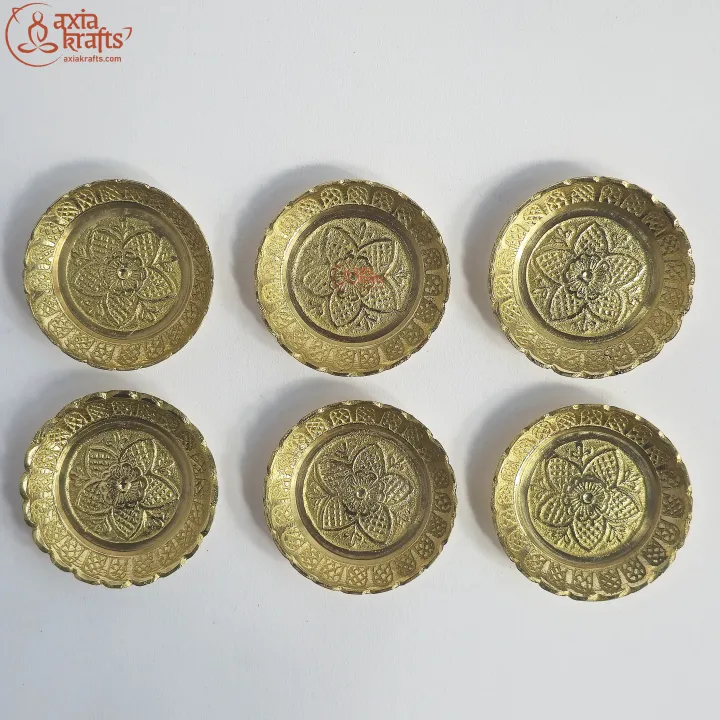 Axia Krafts Brass Plate 2.4 inches (Set of 6 )| Sagun Plate | Puja ...