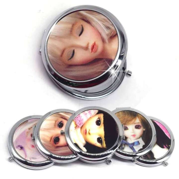 Cute Doll Mini Pocket Mirror Compact Portable Dual Sides Stainless ...