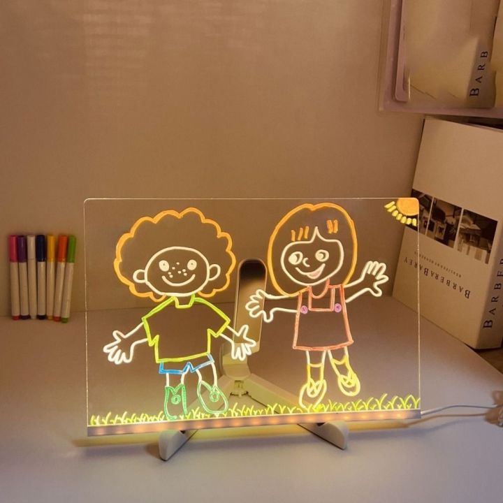LED Note Board Acrylic Colorful LED Writing Board Night Light ...