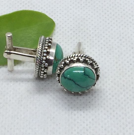 Pure Silver Coflin Button With Natural Turquoise / 10.5 Gram | Daraz.com.np