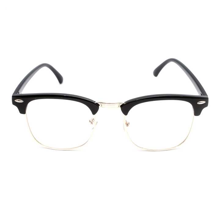 Black/Golden Frame Transparent Lens Eyewear Spectacles For Unisex With ...