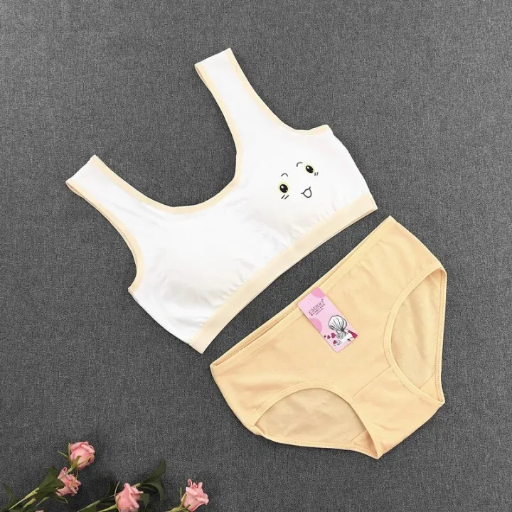 HOT Cute Smiling Girl Bra + Panties Set Development Period No Steel ...