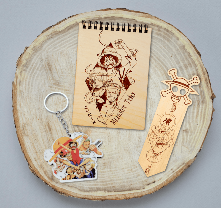 Monkey D. Luffy Anime Gift Set – Bookmark, Keyring & Notepad for One ...