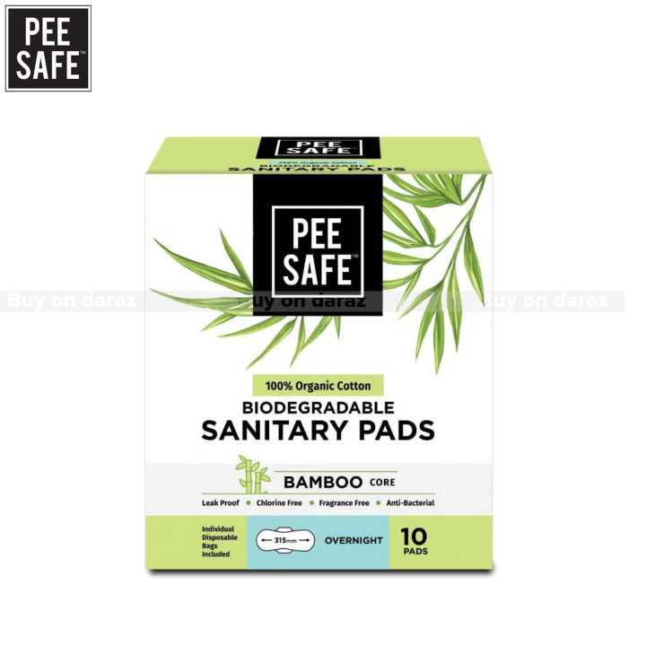 Pee Safe 100% Organic Cotton Biodegradable Sanitary Pads Overnight Pack ...