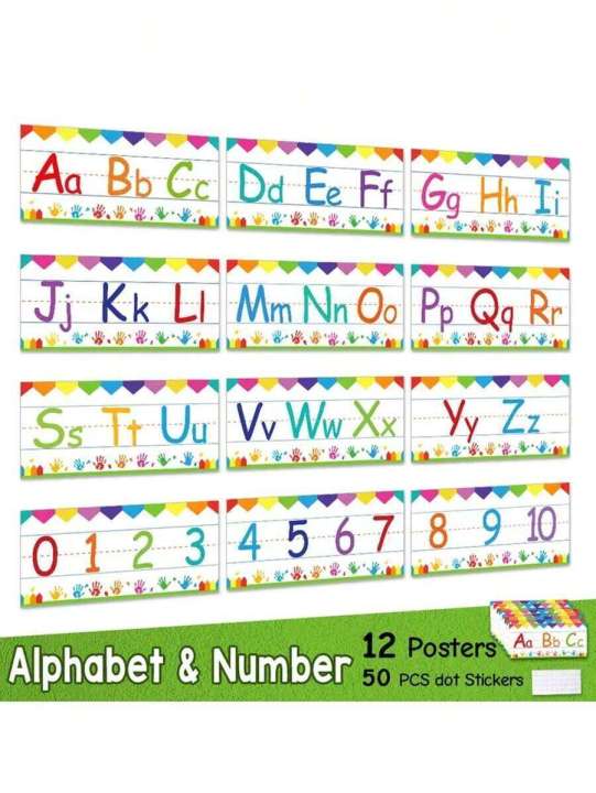 12pcs Educational Preschooler Posters Set - 26 Alphabet Letters ...