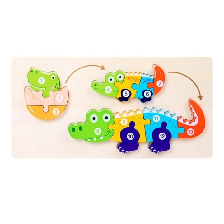3D Colorful Wooden Life Cycle of Crocodile Puzzle, Early Education ...
