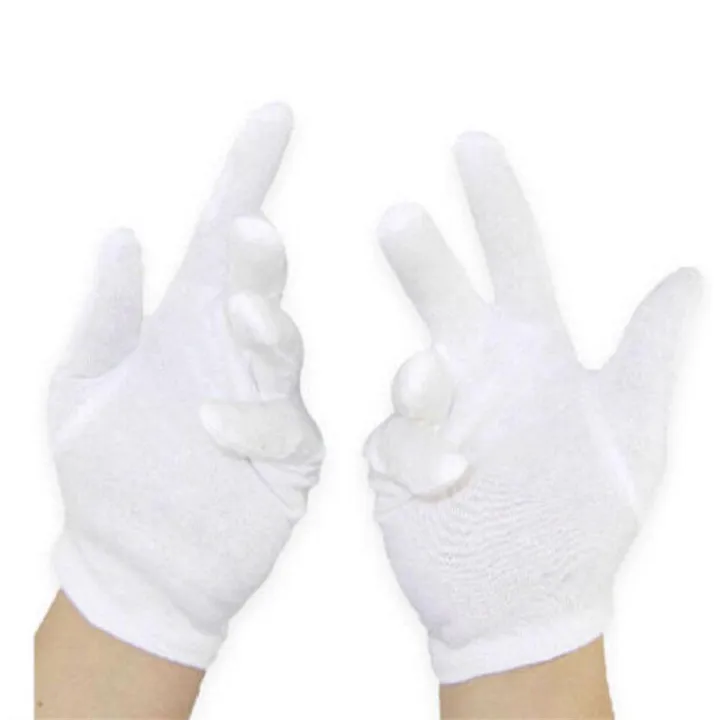 1 Pairs White Cotton Gloves Thin Elastic Soft Gloves for Dry Hand ...
