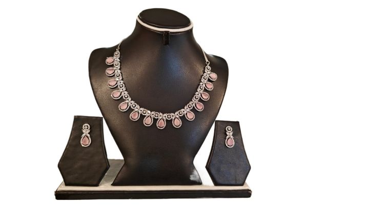 Tara jewellery American Diamond Set for Women with Pink locket shining ...
