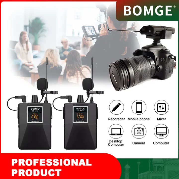 BOMGE Wireless Lavalier Lapel Microphone System/Headset Mic/Interview ...