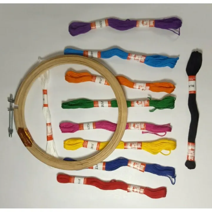 Doli Hand Embroidery Thread (SET NO.: 1) and Embroidery Wooden Frame ...