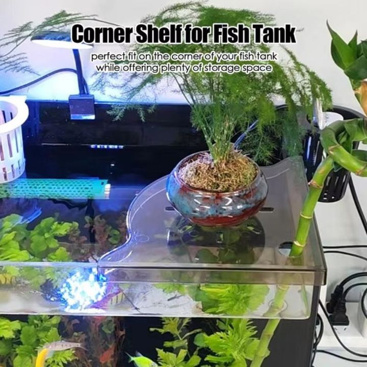 Portable Non-Punch Aquarium Corner Shelf Transparent Drainable Fish ...