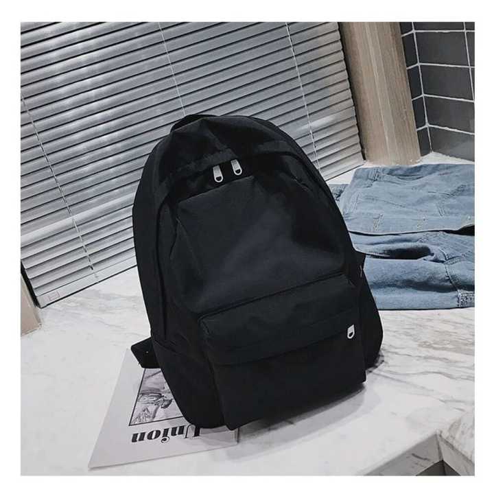 Plain Black Solid Casual Large Capacity Backpack For Unisex | Daraz.com.np