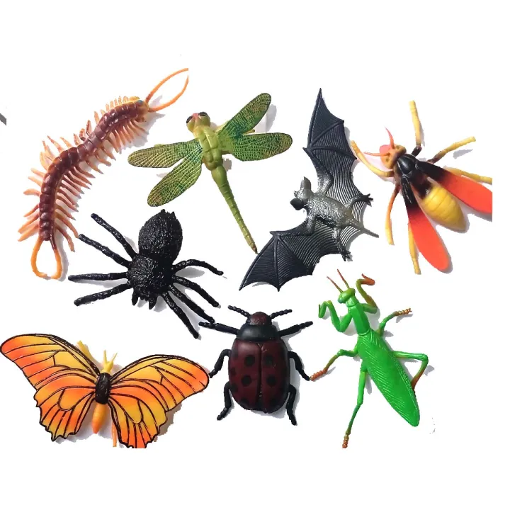 8 pcs Plastic Insects Bugs Lifelike Assorted Figures Realistic Insect ...