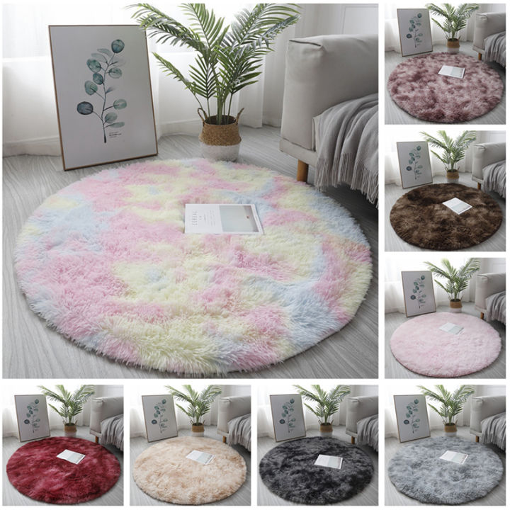 Luxury Round Soft Faux Sheepskin Fur Area Rugs Washable Wool Bedside ...